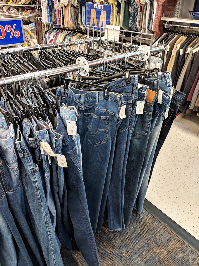 Denim heaven awaits! Each pair tells a different story, from "barely worn" to "perfectly broken in" &ndash; your next favorite jeans are waiting.
