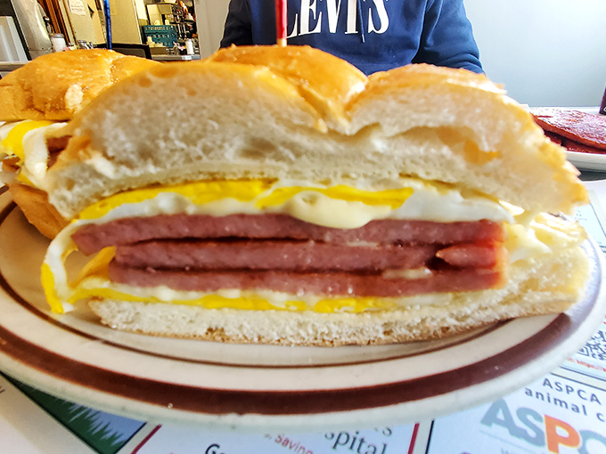 New Jersey's unofficial state sandwich &ndash; pork roll, egg and cheese &ndash; where the edges curl up in crispy perfection and the yolk creates nature's perfect sauce.
