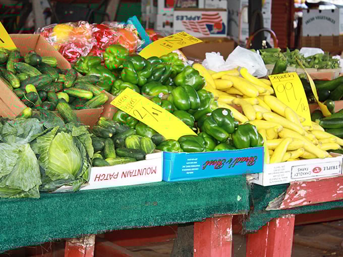 Garden-fresh produce that didn't spend more time traveling than you did. These peppers look like they're still gossiping about the soil they left this morning.
