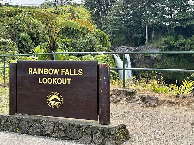 Rainbow Falls lives up to its name, though today it's more "waterfall classic" than "rainbow edition" &ndash; still worth the minimal hike to witness.