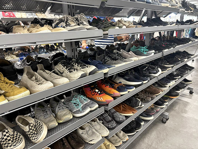 Footwear fantasies come true in the shoe section, where gently-worn sneakers and dress shoes line up like hopeful contestants on a dating show.