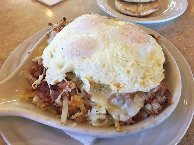 This isn't just breakfast&mdash;it's a skillet symphony where eggs, meat, and potatoes perform a morning masterpiece.