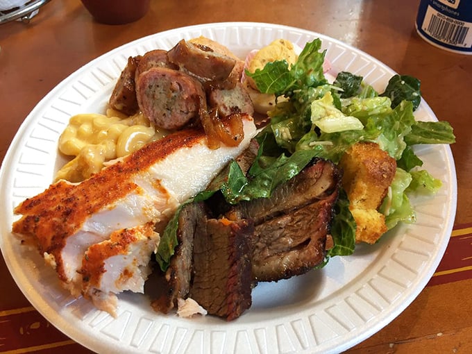 This plate tells the story of American barbecue better than any history book. Each bite offers a different chapter of smoky, savory perfection.