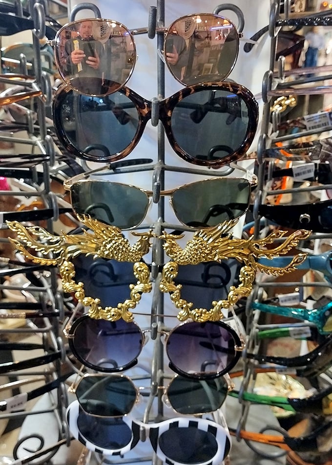 Those gold phoenix sunglasses aren't just eyewear—they're conversation pieces waiting to transform ordinary faces into extraordinary personalities.