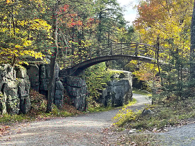 Not all who wander are lost, but this bridge definitely helps. A picturesque crossing that belongs on the cover of "Scenic Hikes Monthly."