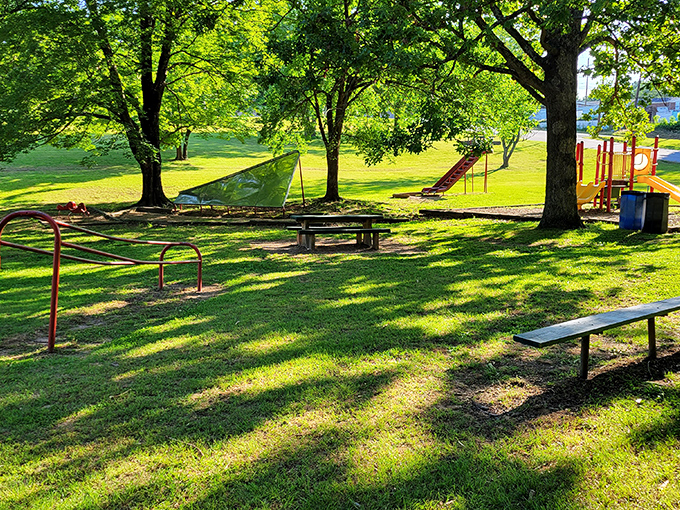 Woodland Park offers shady respite where grandparents can watch youngsters play while contemplating how they scored such an affordable slice of paradise.