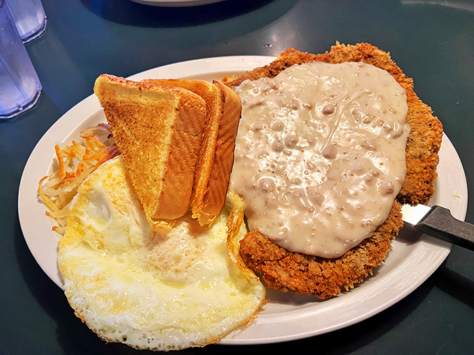 Country-fried steak smothered in gravy that your cardiologist warned you about but your soul desperately needs.