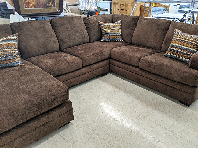 "I've sat on worse in five-star hotels." This plush sectional waits patiently for its forever home and someone's Sunday afternoon naps.