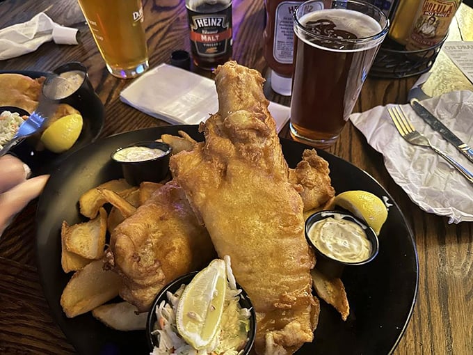 This isn't just fish and chips &ndash; it's edible poetry. Golden-battered cod with hand-cut chips, served with house-made tartar sauce and that essential lemon wedge.