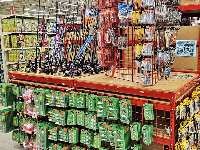 Fishing gear galore! For Mississippi anglers, this aisle is the equivalent of finding a secret fishing hole that nobody else knows about.