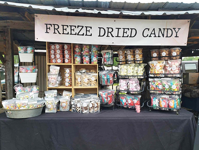 Sweet tooth heaven! This freeze-dried candy stand offers a crunchy, melt-in-your-mouth twist on classic treats that would make Willy Wonka jealous.