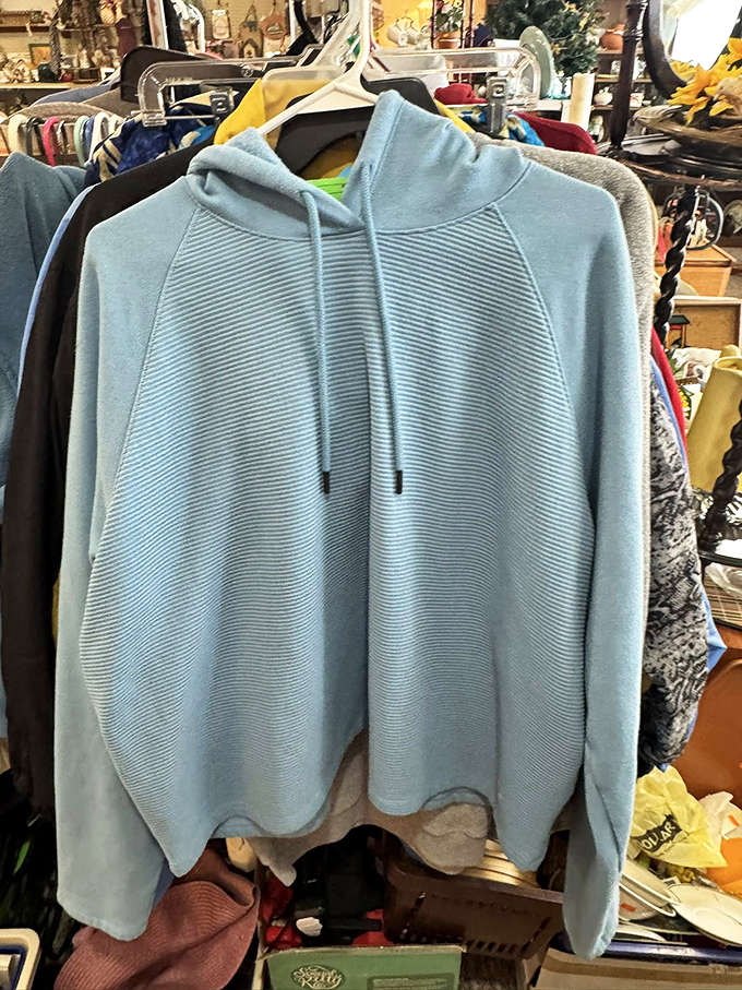 Fashion finds that won't empty your wallet. This cozy blue hoodie could become your new favorite weekend companion for mountain morning walks.