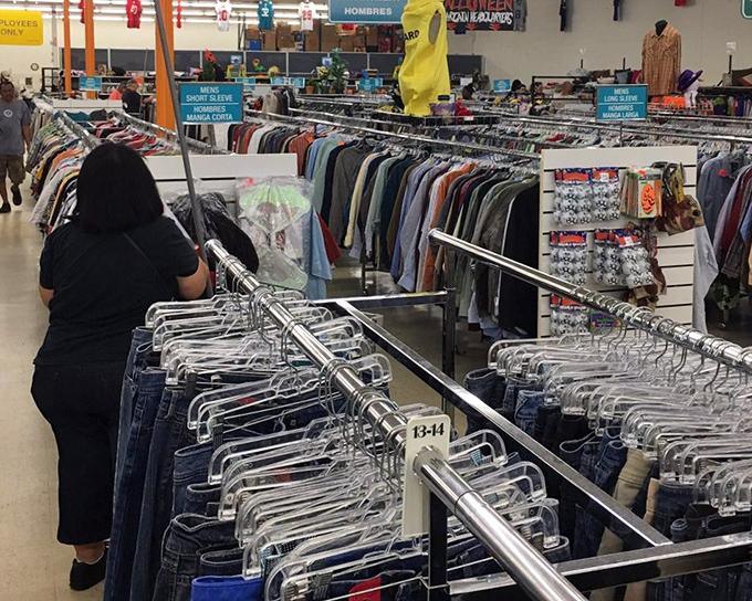 The denim jungle stretches as far as the eye can see. Like an archaeological dig through Florida's fashion history, one pair of jeans at a time.