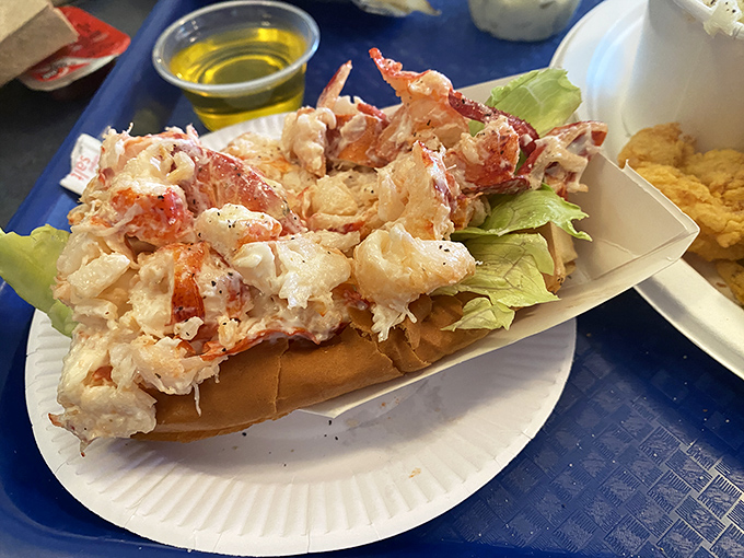 Lobster roll heaven! Sweet chunks of lobster meat spilling over a toasted bun&mdash;the kind of simple perfection that makes New Englanders smug about their seafood.