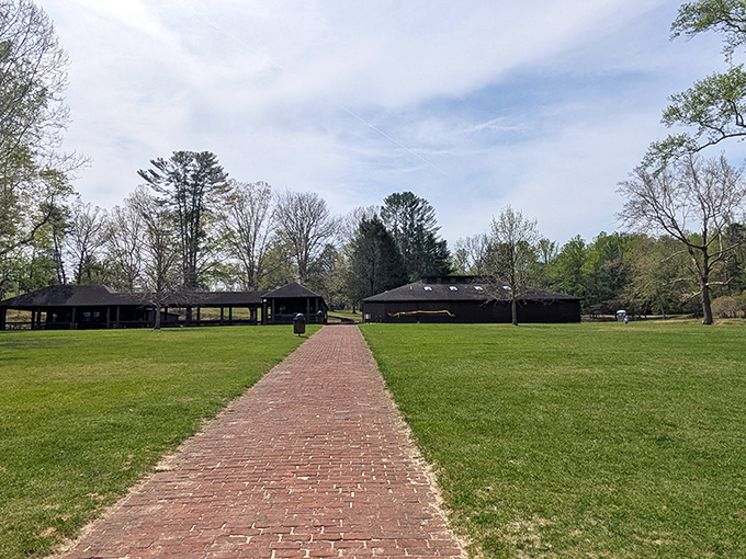 The park's communal spaces blend seamlessly into the landscape. These brick pathways have witnessed countless family reunions and the making of memories that outlast the visit.
