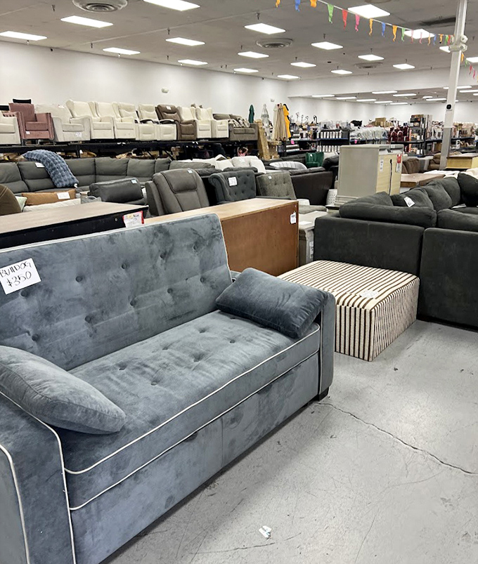 These plush sofas are begging for someone to rescue them from warehouse life and give them a proper living room.