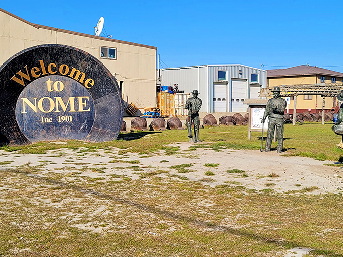 "Welcome to Nome" &ndash; where gold rush dreams and sci-fi landscapes collide under the vast Alaskan sky.