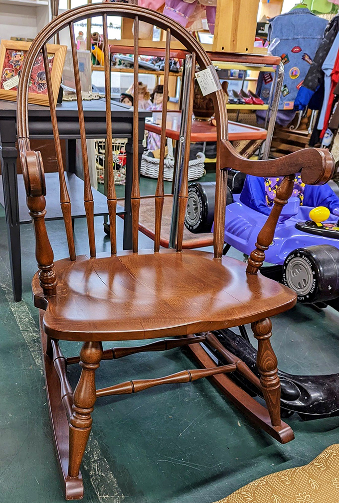 Handcrafted wooden rockers with stories to tell—this isn't just furniture, it's a time machine with armrests that's witnessed decades of bedtime stories.