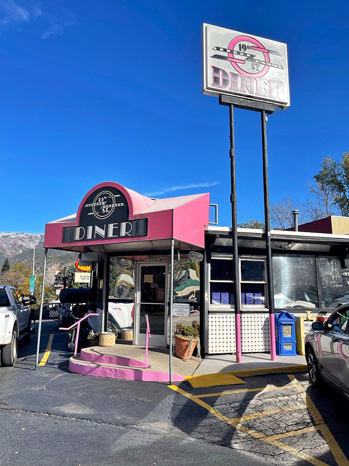 That pink sign against Colorado's blue sky is like a beacon calling to all who understand breakfast is the most important meal.