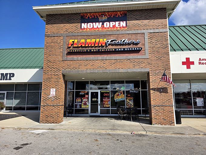 Flamin Feathers brings Nashville's fiery tradition to Lewis Center with a storefront that means serious chicken business.