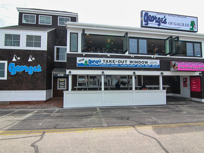 George's of Galilee welcomes hungry beachgoers with its weathered shingle charm &ndash; where seafood and ocean views compete for your attention.