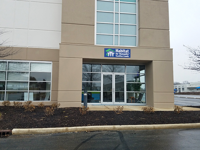 The welcoming entrance to Habitat for Humanity Fishers ReStore - where furniture dreams come true without the nightmare price tags!