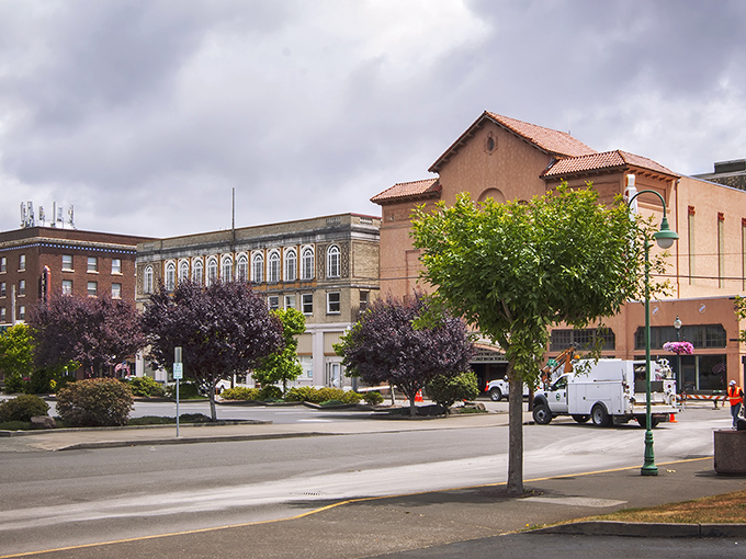 Hoquiam's historic buildings stand proudly against the blue sky, offering coastal living at prices that won't sink your retirement savings.