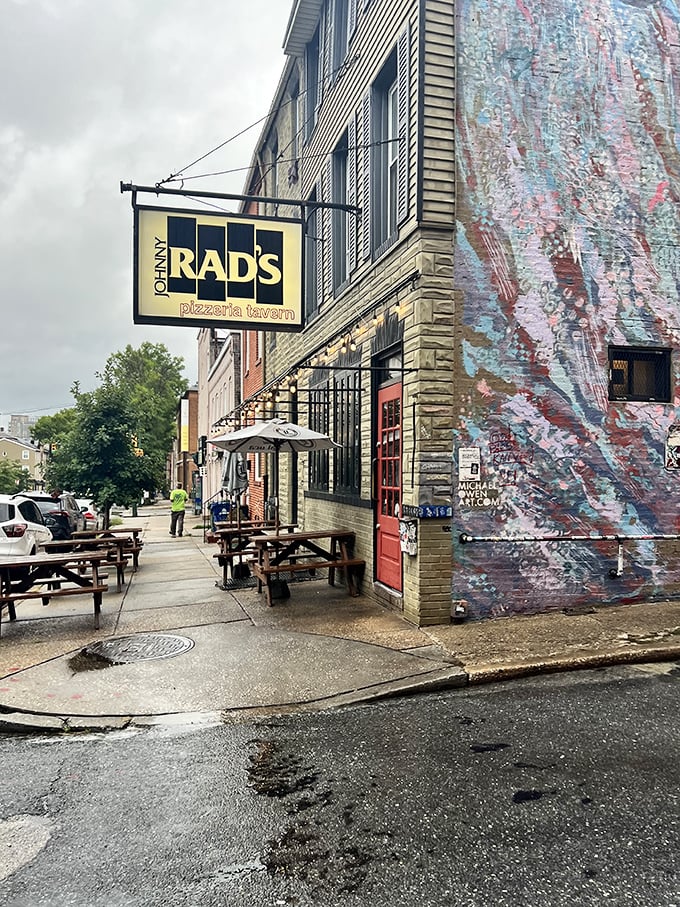 Corner spot, colorful mural, life-changing pizza. Johnny Rad's outdoor seating area is the perfect stage for pizza-fueled people-watching.
