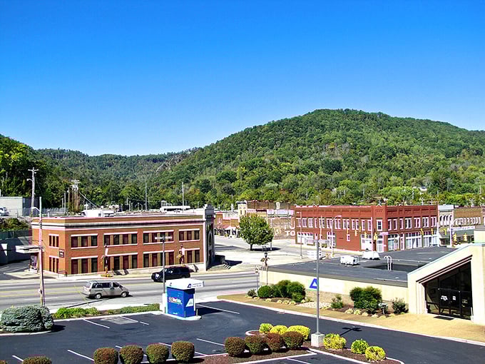 Downtown La Follette nestled against the Cumberland Mountains, where affordable living meets stunning natural beauty.