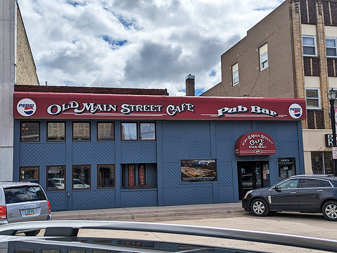 Old Main Street Cafe's bold blue exterior stands out like a rebel in Devils Lake &ndash; part diner, part pub, all character.