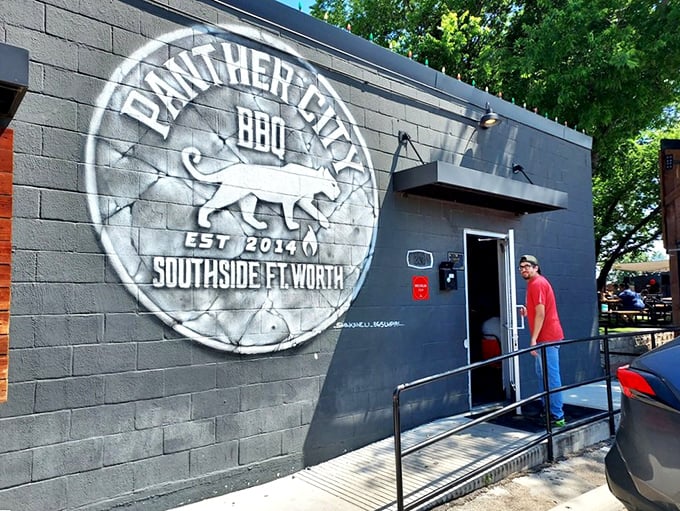 Panther City's covered patio welcomes you to linger. "Big things are coming" indeed - mainly to your plate!