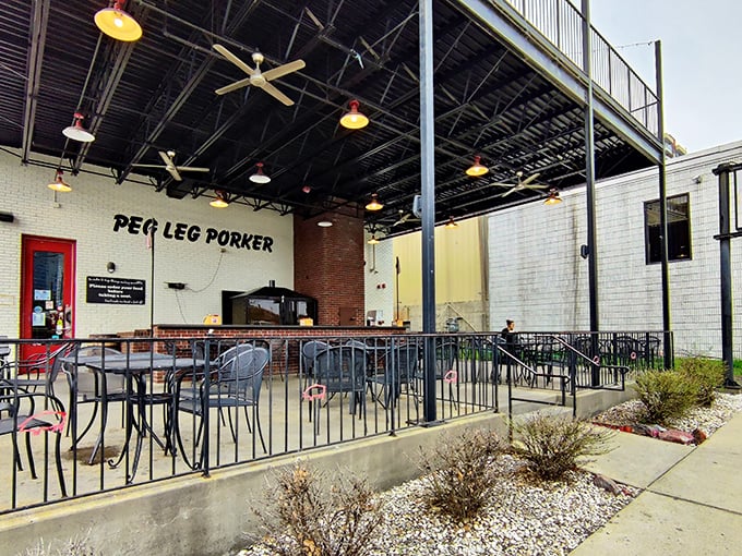 Peg Leg Porker's patio isn't just outdoor seating&mdash;it's a stage where the drama of perfect BBQ unfolds daily.