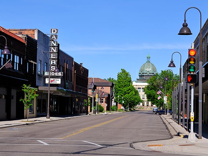 Rhinelander's historic downtown leads the eye toward possibility, with vintage signs that have outlasted dozens of iPhone models.