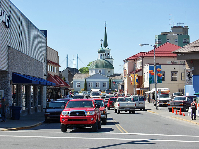 Sitka's historic downtown, where Russian architecture meets Alaskan wilderness in a cultural handshake.