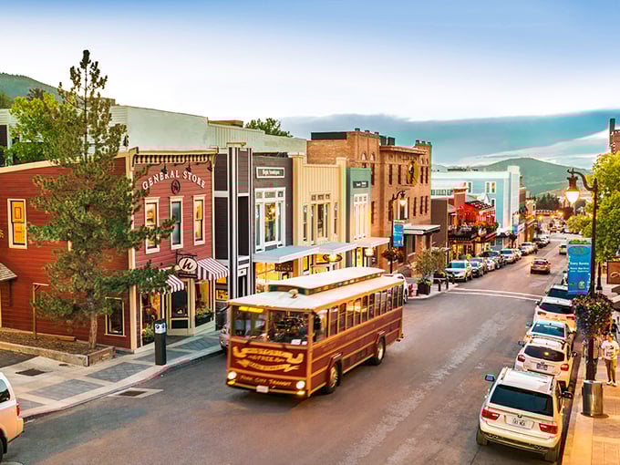 Spring City's historic Main Street buzzes with life as the trolley rolls through. Norman Rockwell meets mountain resort chic!