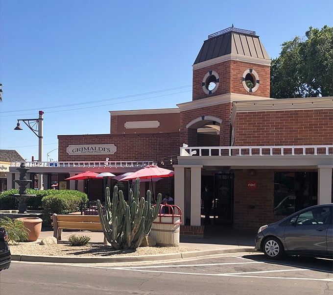Grimaldi's brick-and-mortar charm brings a slice of Brooklyn to Scottsdale, complete with that iconic clock tower watching over pizza time.