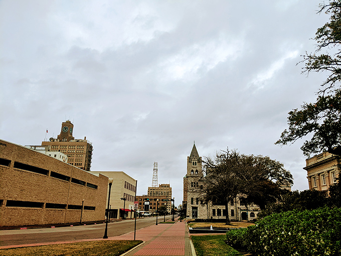 Downtown Beaumont's architectural gems stand proud against cloudy skies. History and affordability make beautiful music together in this Texas treasure.