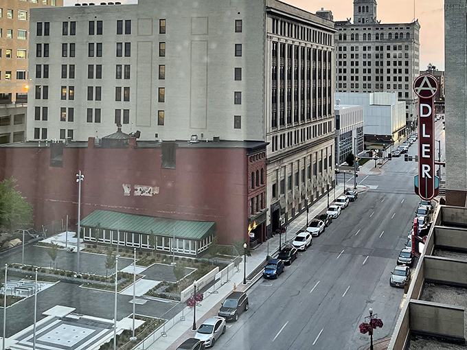 Stately buildings line Davenport's downtown streets, where affordable homes await just blocks away.