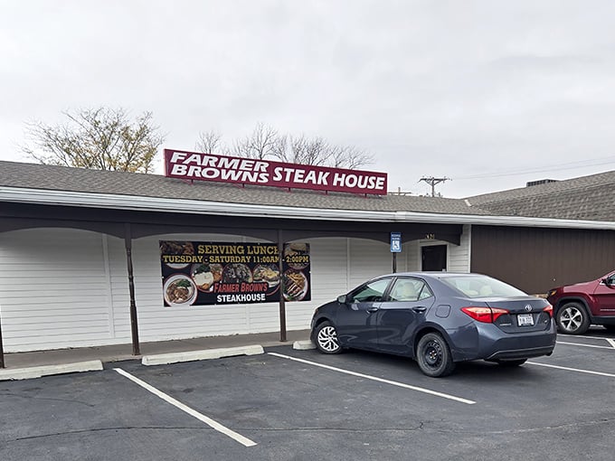 Farmer Brown's modest exterior keeps Nebraska's best-kept steak secret hiding in plain sight on River Road Drive.