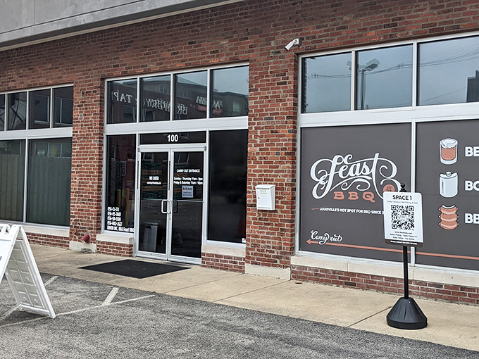 Modern meets traditional at Feast's sleek entrance. Even the picnic tables look like they graduated from design school!