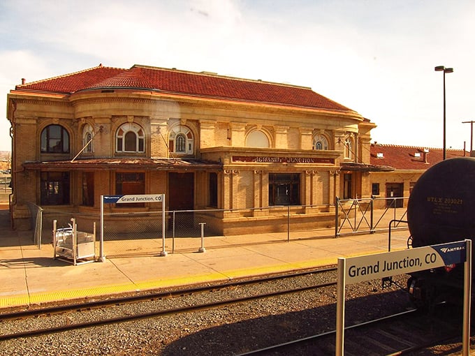 The historic Grand Junction train station stands as a testament to the town's railroad roots and architectural heritage.