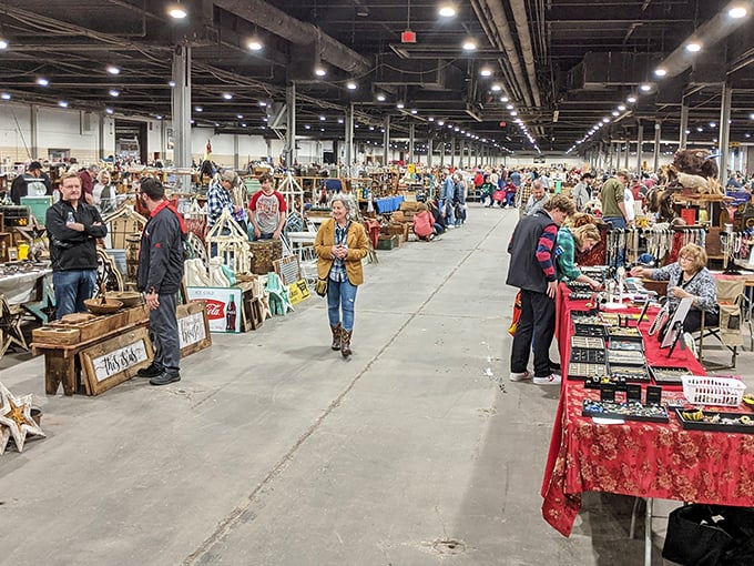 Shoppers browse endless aisles of potential treasures. In this cathedral of commerce, everyone's searching for their own holy grail.