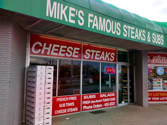 Mike's Famous Steaks & Subs doesn't need fancy decor when the sandwiches speak this loudly. Just look at that menu!
