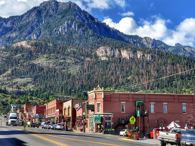 Mountain town authenticity shines through every storefront along this perfectly preserved historic main street.
