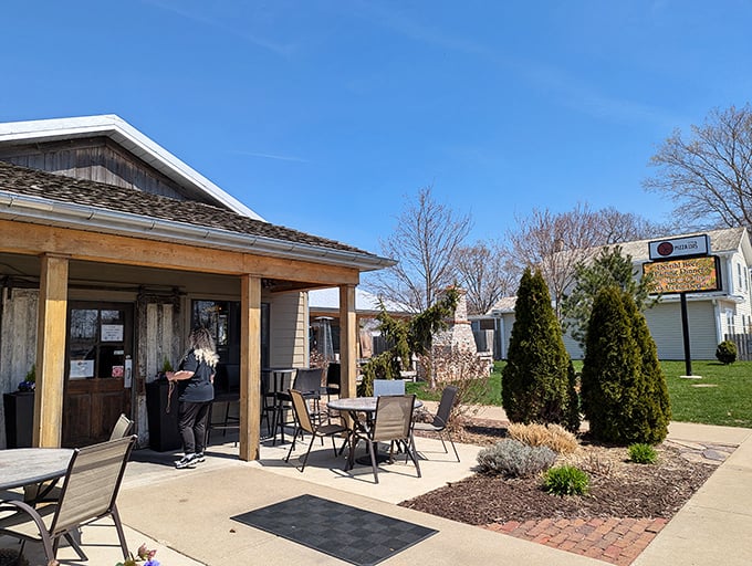 Simple outside, spectacular inside. Pizza 150's patio offers the perfect spot to savor a slice in the sunshine.