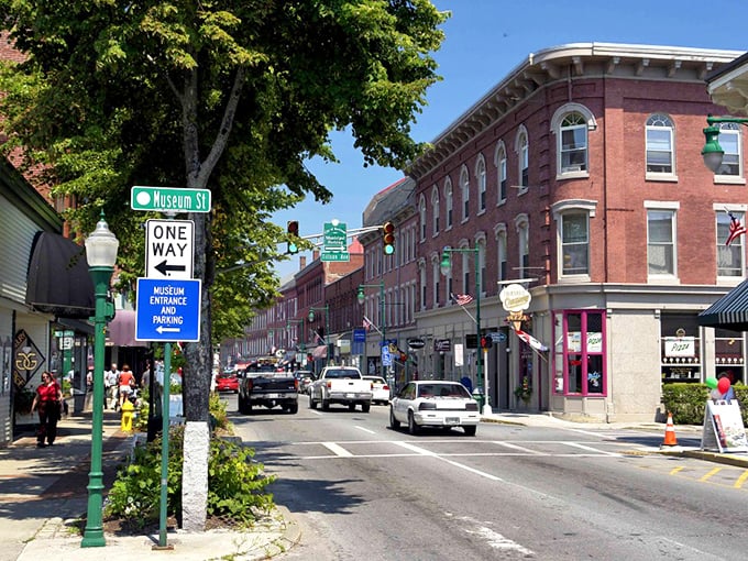 Rockland's Main Street offers that perfect small-town feel&mdash;where vintage lampposts and American flags create an atmosphere of timeless community.