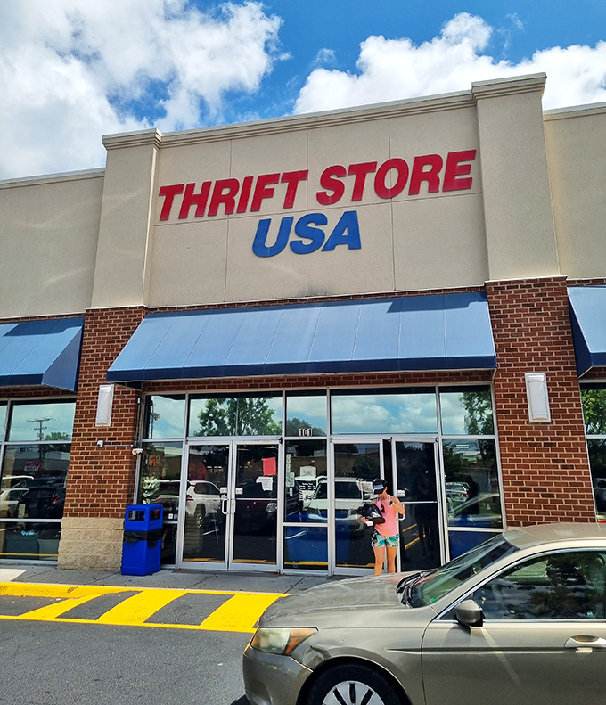 That patriotic storefront practically salutes your wallet with its amazing bargain potential inside.