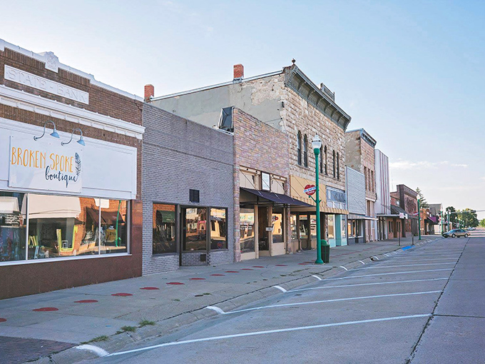 Historic storefronts in Valentine whisper tales of Willa Cather's prairie days through their beautifully preserved facades.