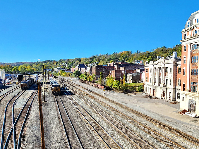 Railroad tracks stretch through town, a reminder of Grafton's heyday as a B&O Railroad hub that connected this small community to the wider world.