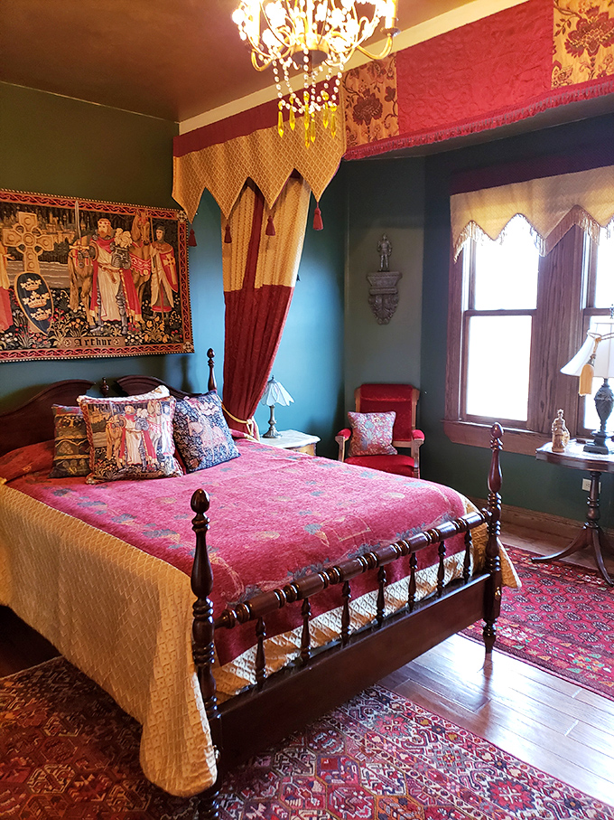 Sleep like royalty in chambers where rich fabrics and tapestries transport you centuries back in time.